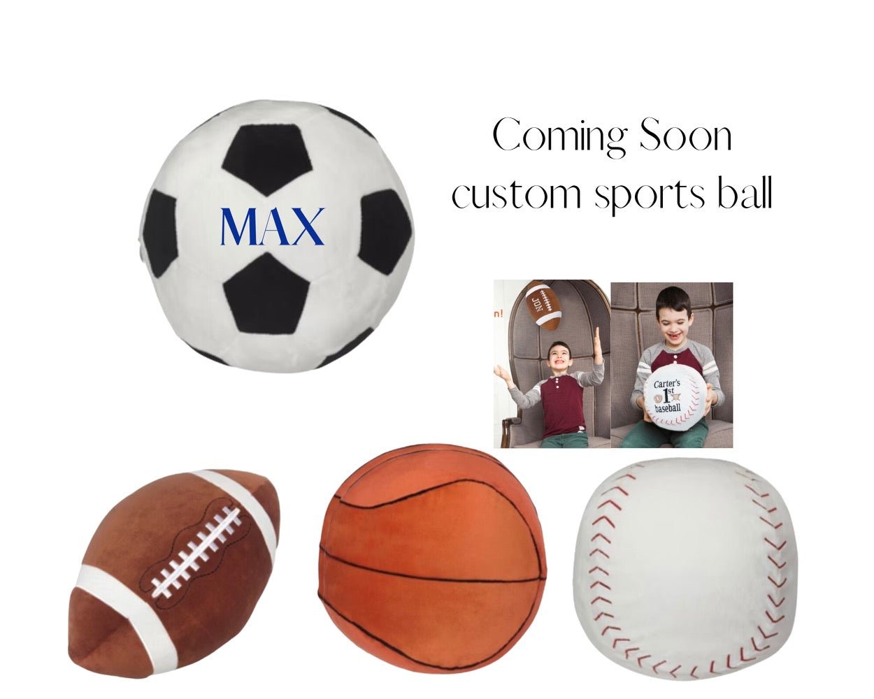 Personalized Plush Sports Balls for Soccer, Football, Baseball, Hockey ...