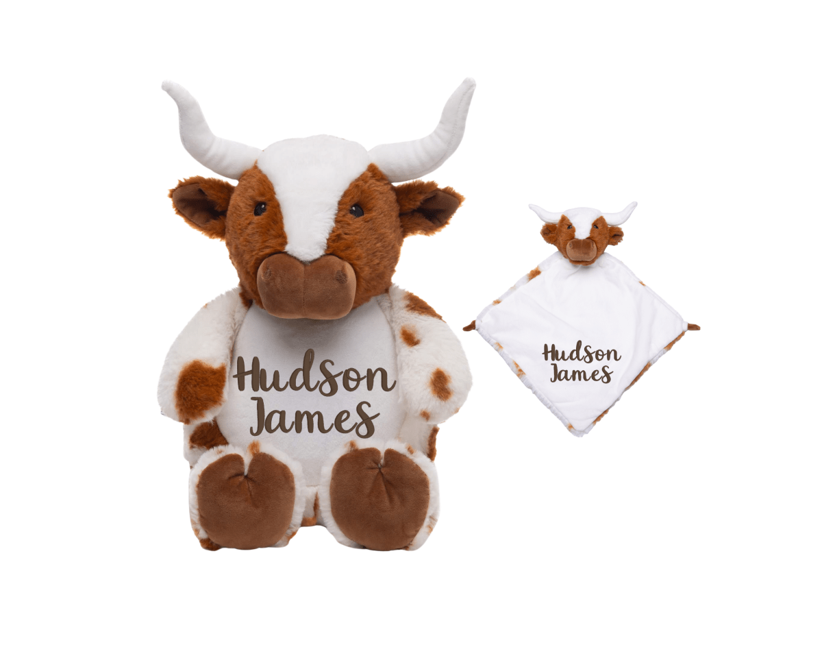 Personalized Longhorn Cow Set with Name - I Sew Jo